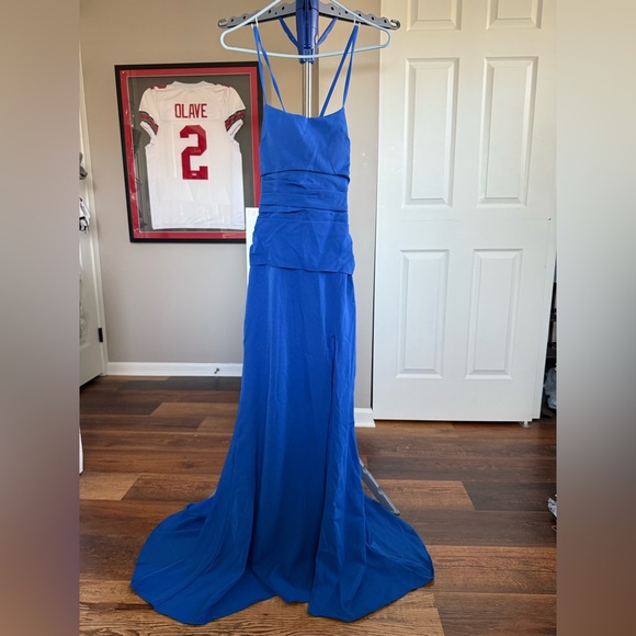 Dresses | Muted Blue Full Length Prom Dress Bridesmaid Dress | Poshmark